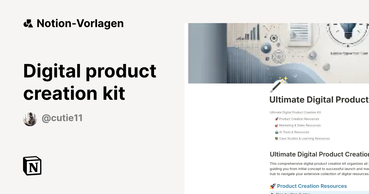 Digital product creation kit Vorlage von misscutie | Notion-Marketplace